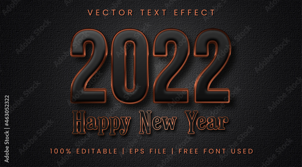 Happy new year 2022 text, embossed text effect style Stock Vector ...