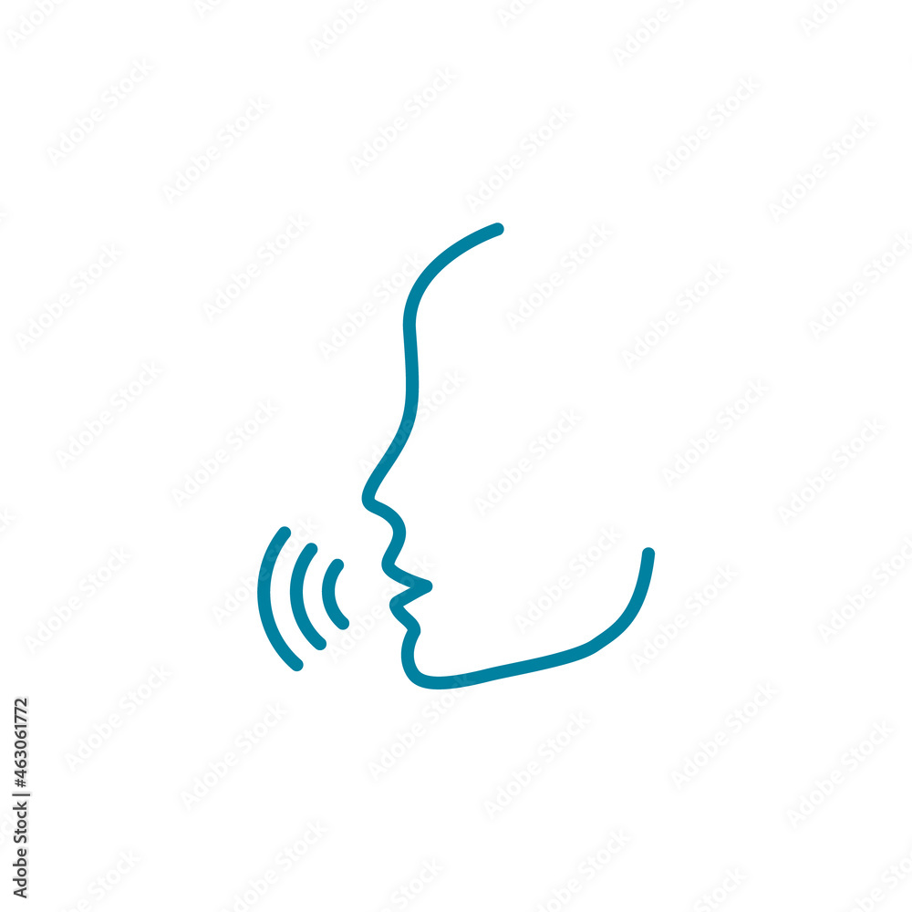 Human voice line icon. Person speaking with sound symbol. Sound of ...