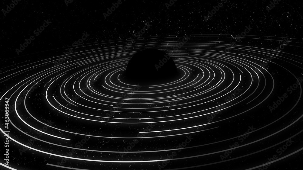 saturn planets in deep space with rings and moons surrounded. isolated ...