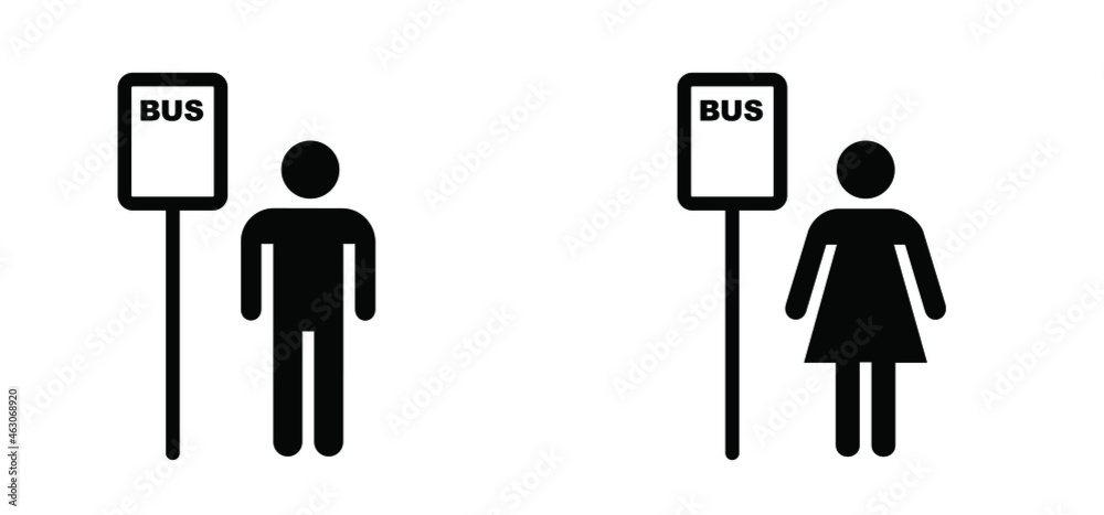 Stickman wait for the bus to go to school, work, party, friends or ...