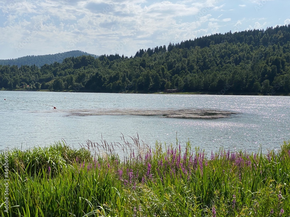 Lake Bajer or Artificial reservoir Bajer on the river Licanka, Fuzine ...