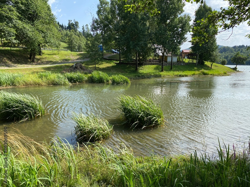 Lake Bajer or Artificial reservoir Bajer on the river Licanka, Fuzine ...