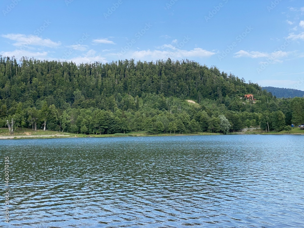 Lake Bajer or Artificial reservoir Bajer on the river Licanka, Fuzine ...