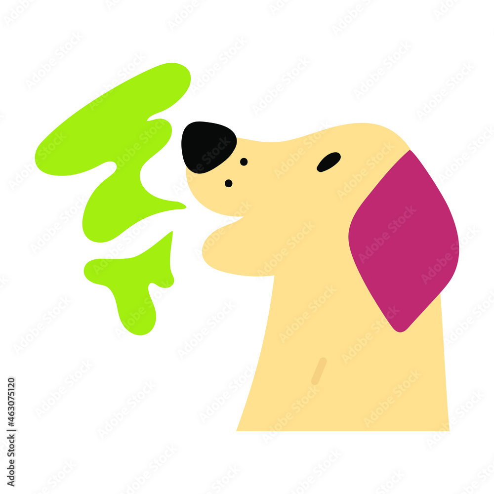 Dog has smelly breath. Vector illustration on white background. Stock ...