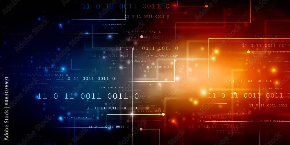 2d illustration abstract digital binary data on computer screen Stock ...