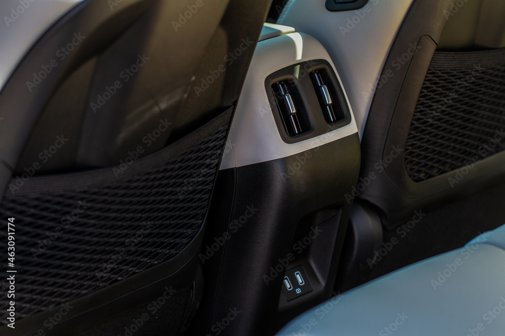 Car air conditioning close up view. The air conditioner flow inside the ...