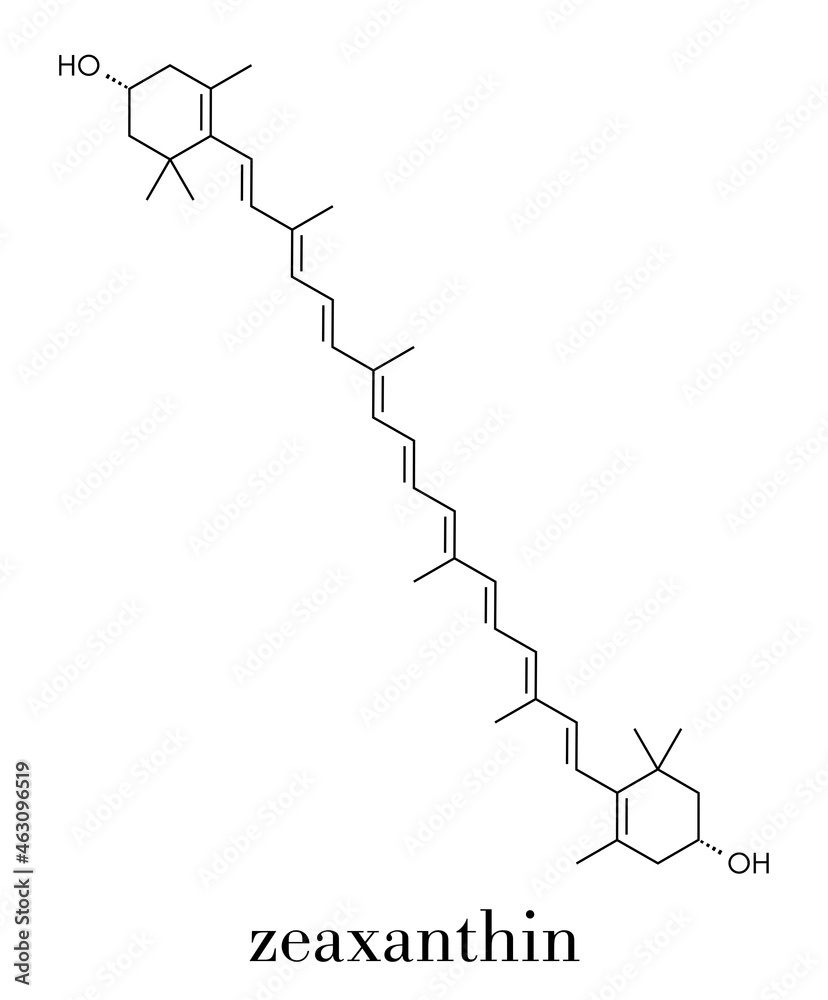 Zeaxanthin yellow pigment molecule. Responsible for color of bell ...