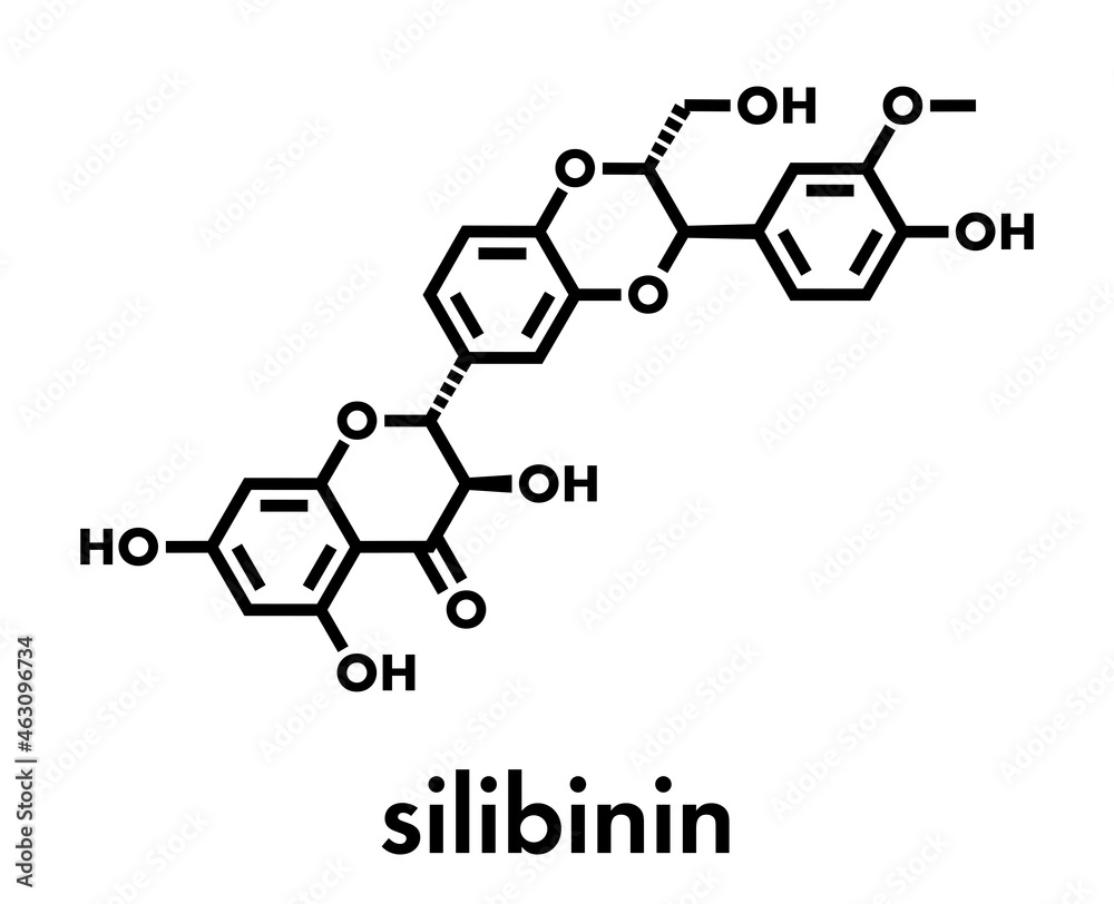 Silibinin (silybin) milk thistle molecule. Major constituent of ...