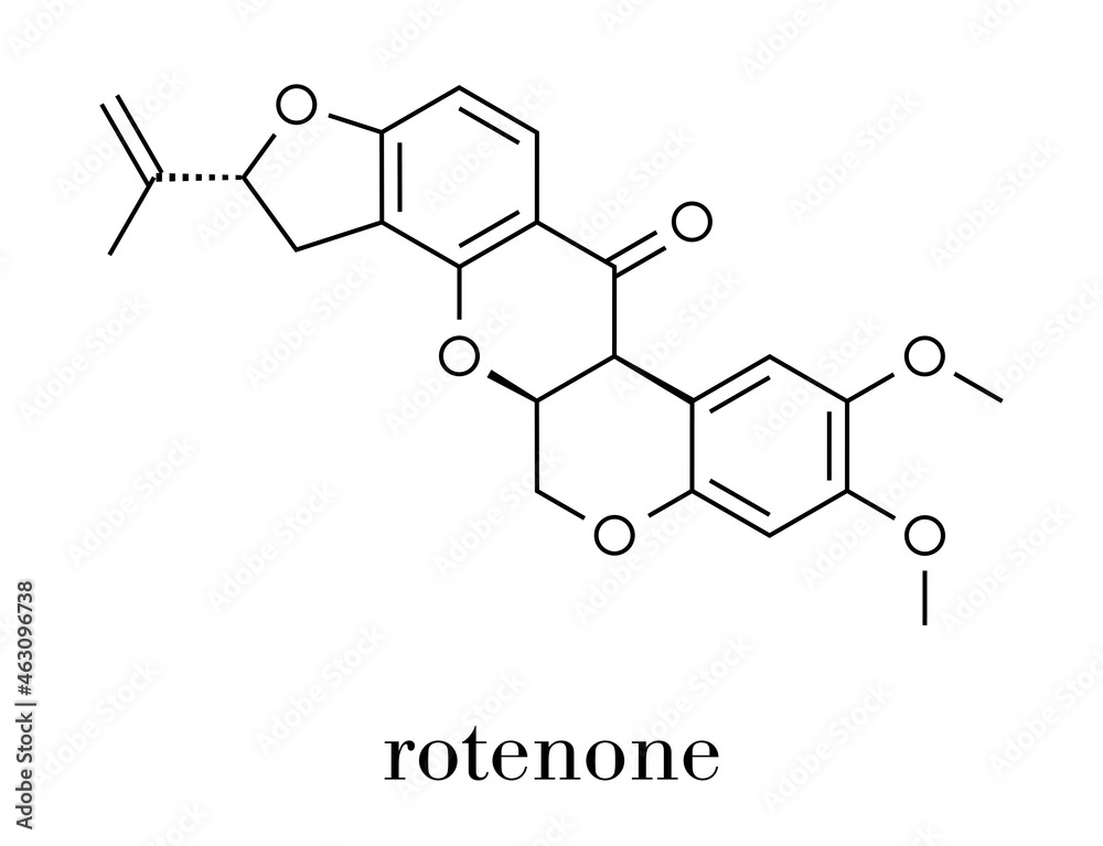 Rotenone broad-spectrum insecticide molecule. Also linked to ...