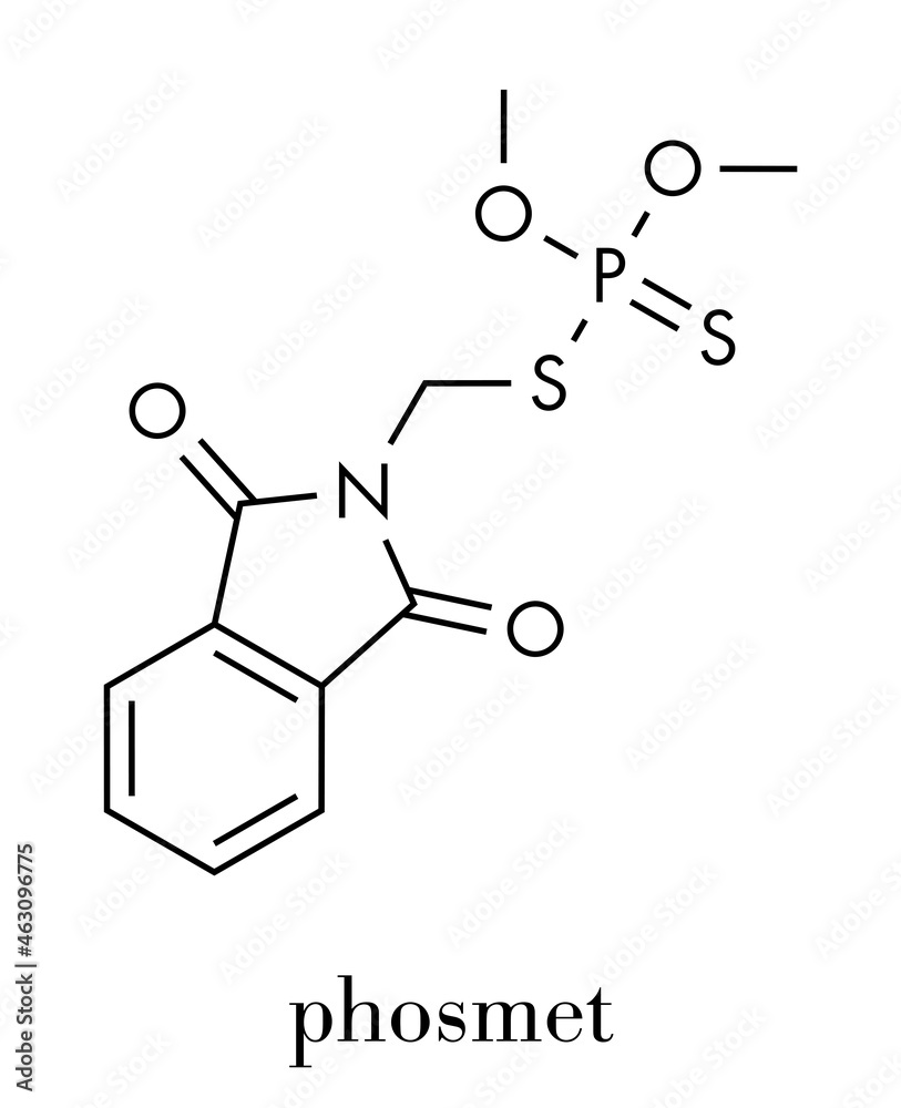 Phosmet organophosphate insecticide molecule. Skeletal formula. Stock ...
