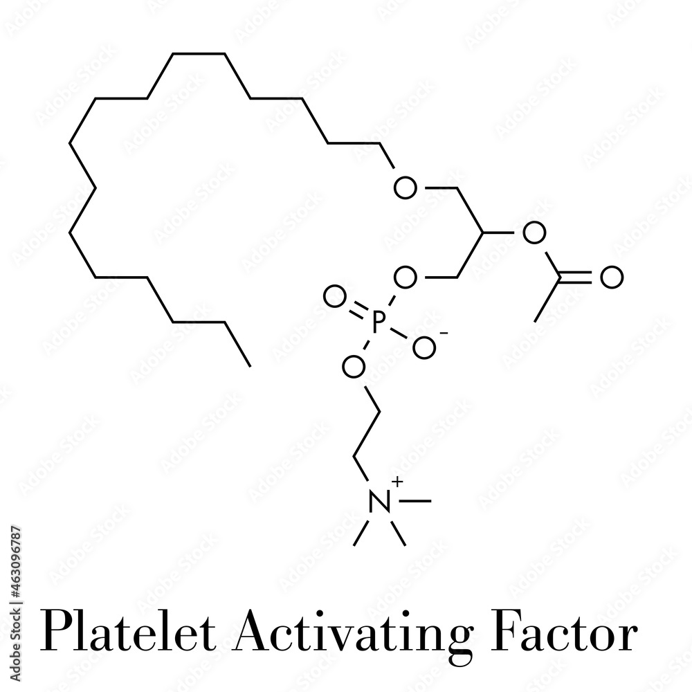 Platelet Activating Factor (PAF) signaling molecule. Skeletal formula ...