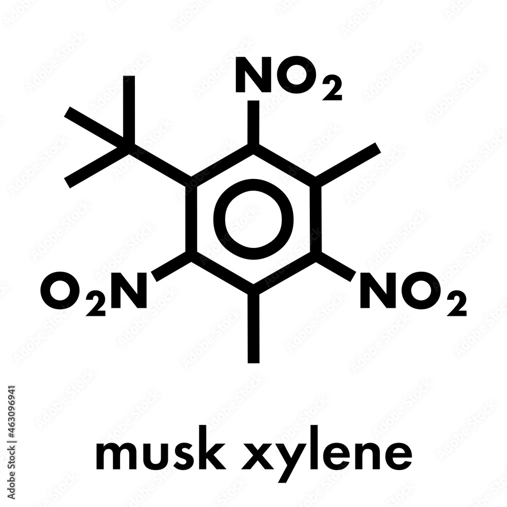 Musk xylene molecule. Highly persistent and bioaccumulative pollutant ...