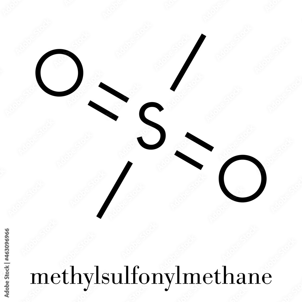 Methylsulfonylmethane (MSM) dietary supplement molecule, chemical ...