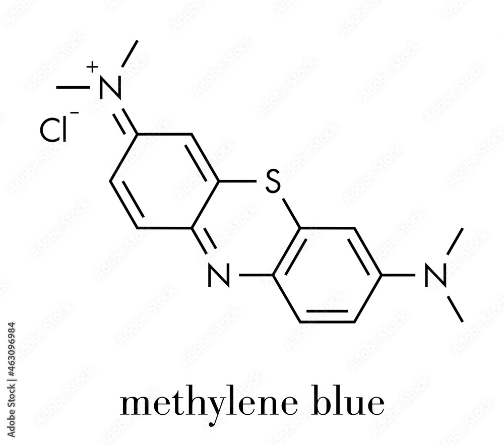Methylene Blue methylthionium Chloride Dye Molecule Skeletal Formula