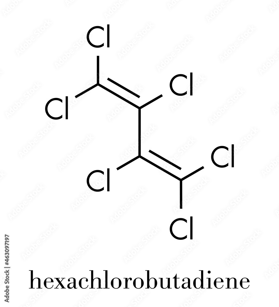 Hexachlorobutadiene (HBCD) solvent molecule. Also used as algicide and ...
