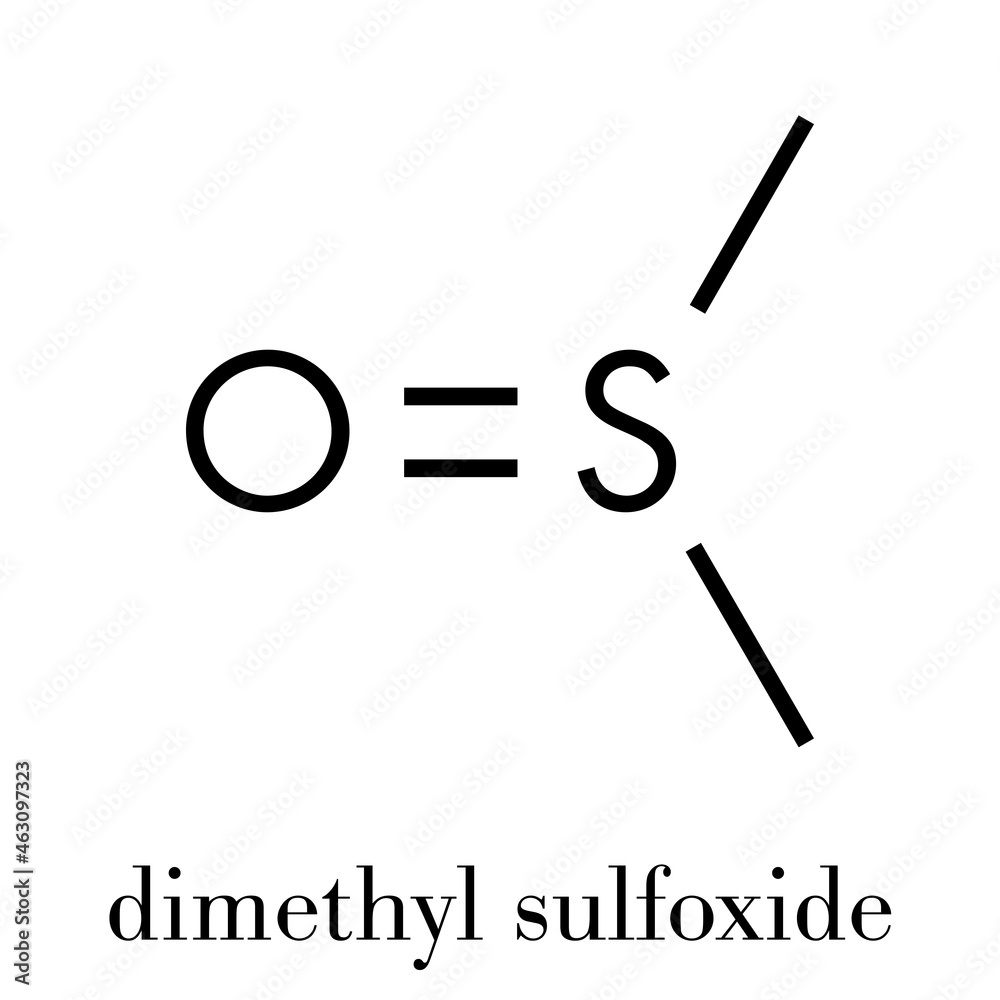 Dimethyl sulfoxide (DMSO solvent molecule). Skeletal formula. Stock ...