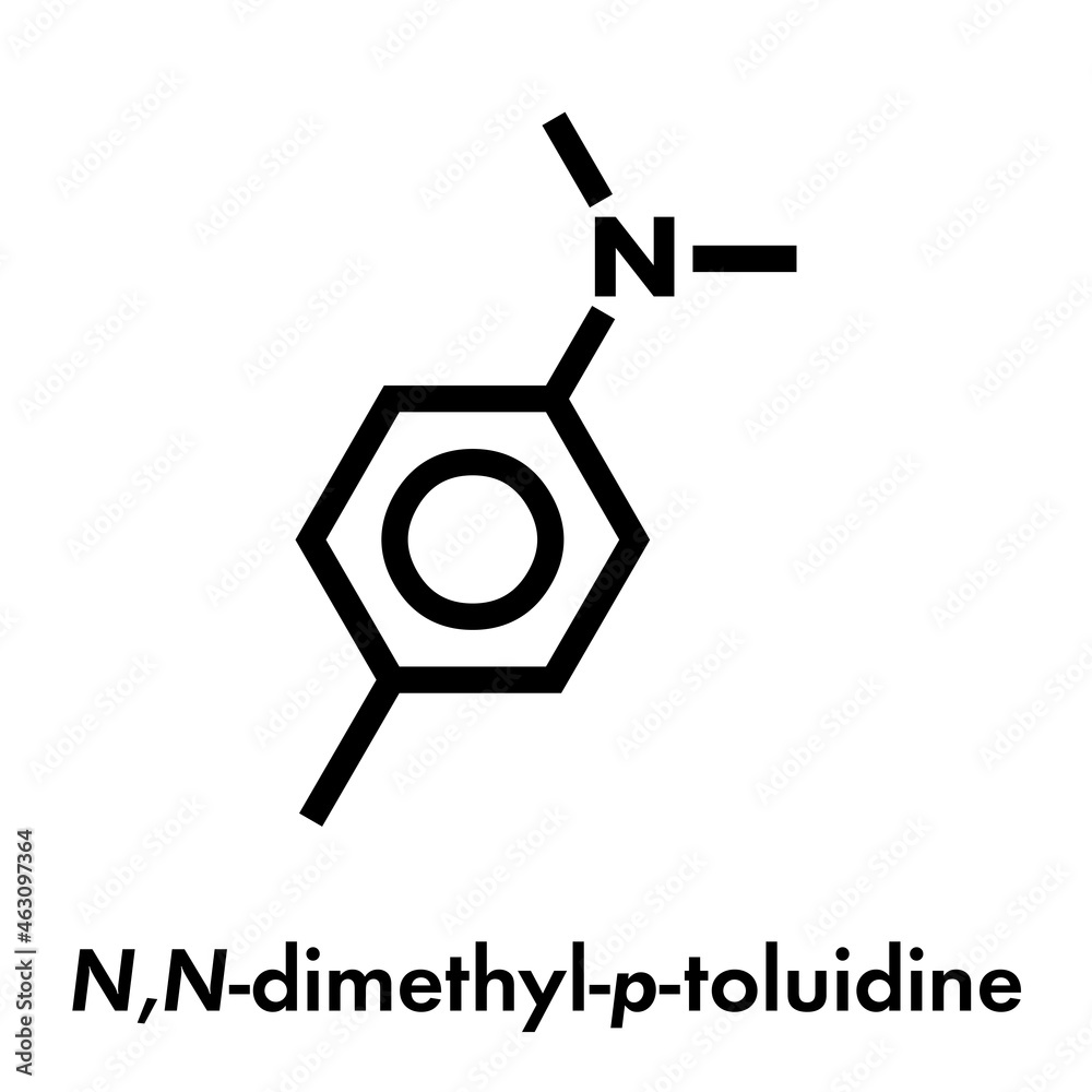 N,N-dimethyl-p-toluidine (DMPT) molecule. Commonly used as catalyst in ...