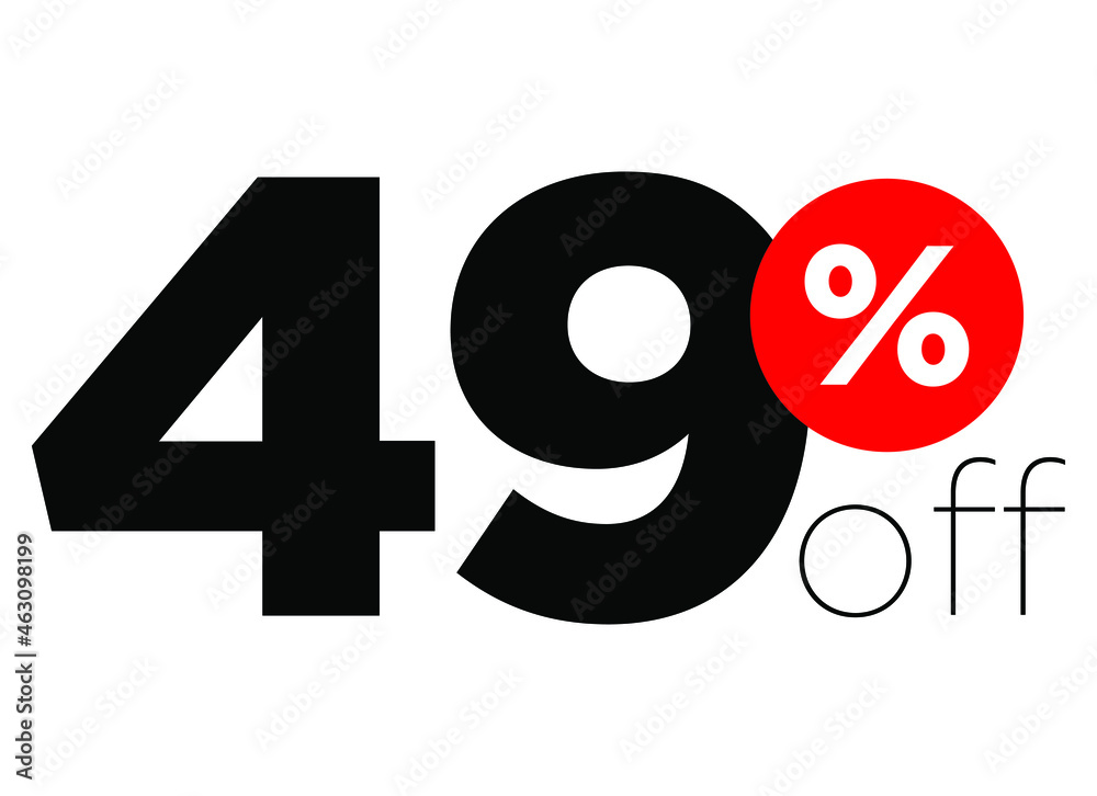 49%. number forty-nine percent off. modern font to use as a tag in ...
