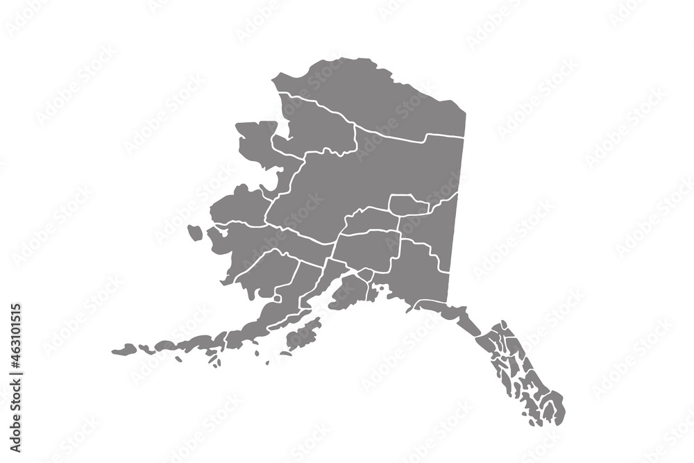 Blank similar Alaska map isolated on white background. United States of ...