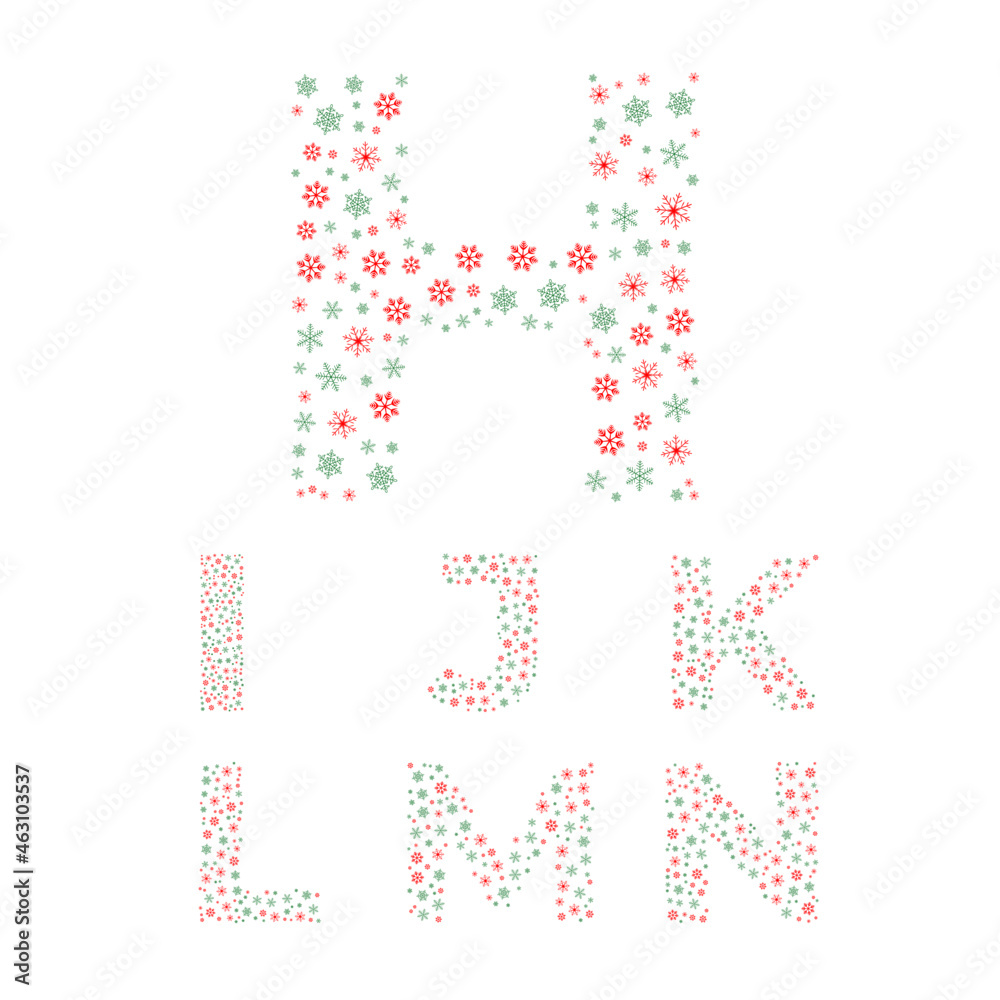 Letters decorated with Christmas icons. English alphabet Letter ...