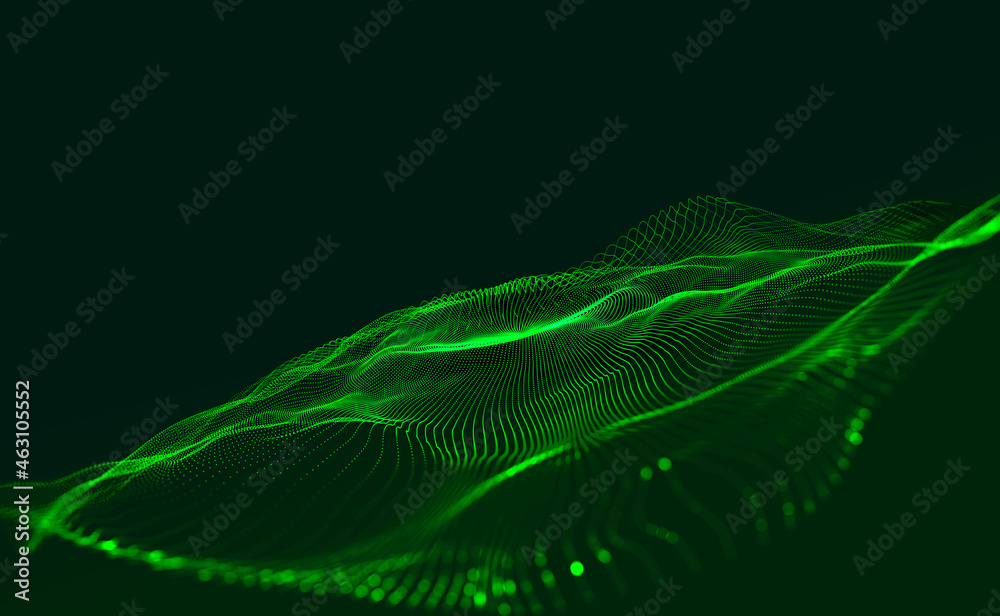 Neural network and cores of information. Futuristic digital wave ...