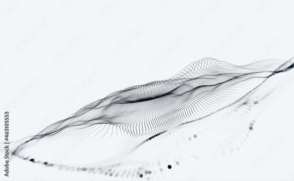 Digital field and dot structure 3D illustration. Coded funnel of ...