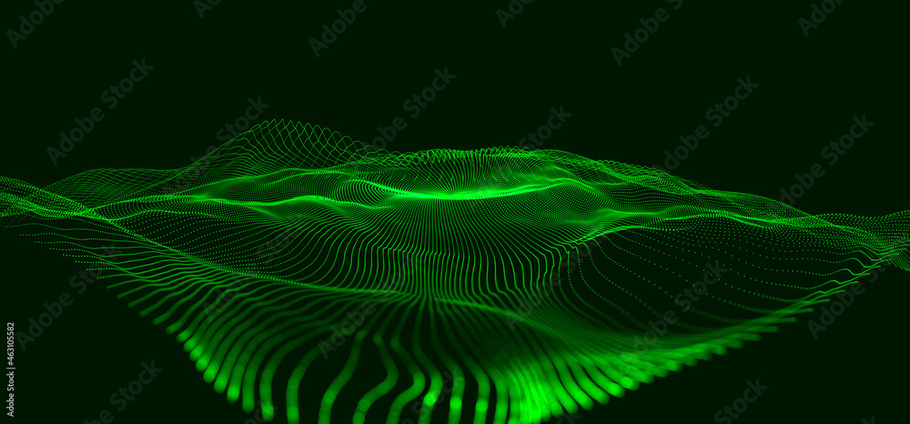 Digital field and dot structure 3D illustration. Coded funnel of ...