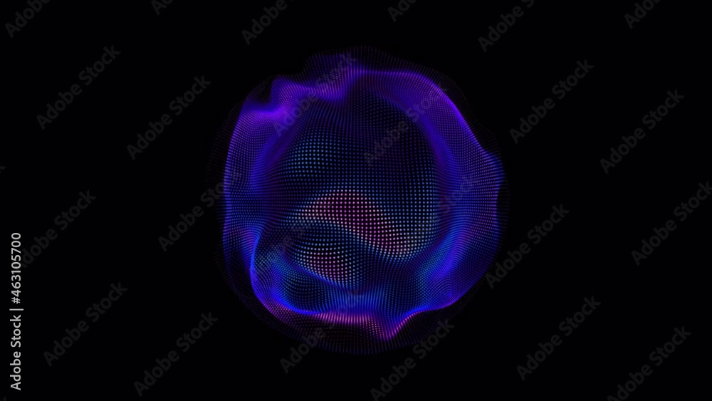 Vidéo Stock Looped distortion waves on abstract sphere of particles ...