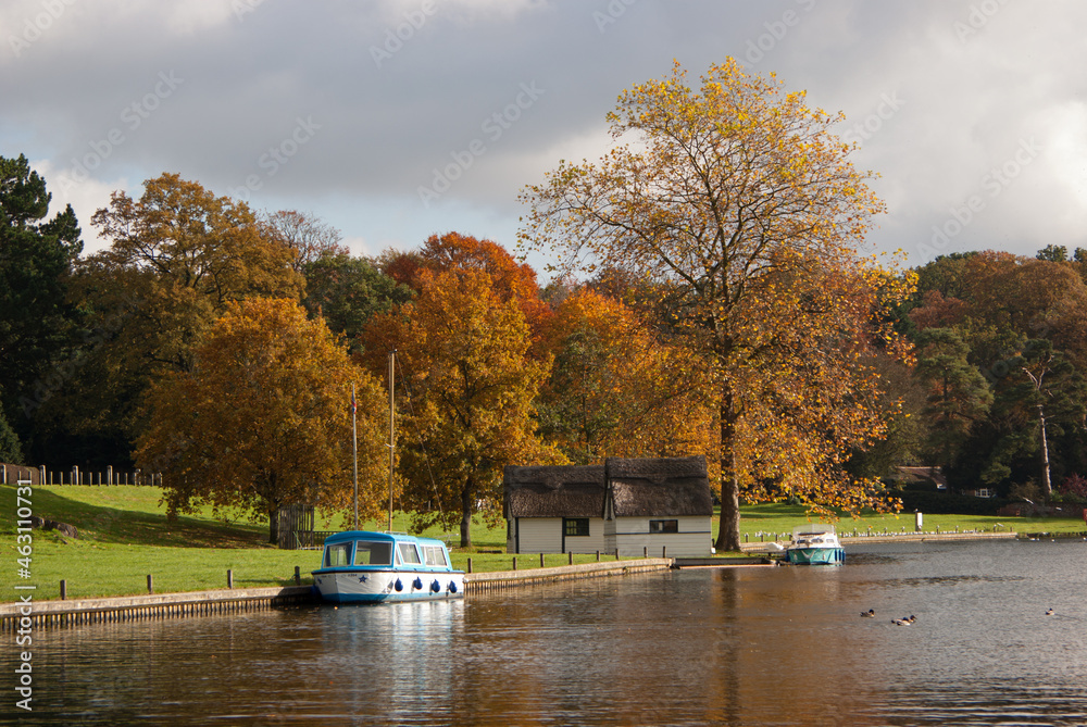 autumn time on the norfolk broads national park, at coltishall, on the ...