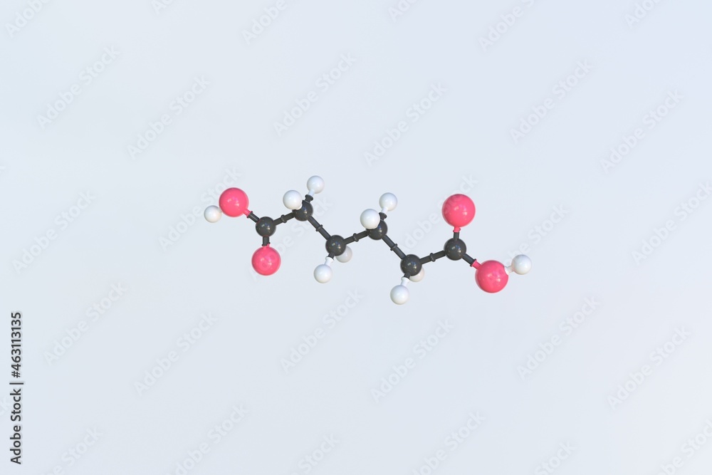 Adipic acid molecule. Isolated molecular model. 3D rendering Stock ...