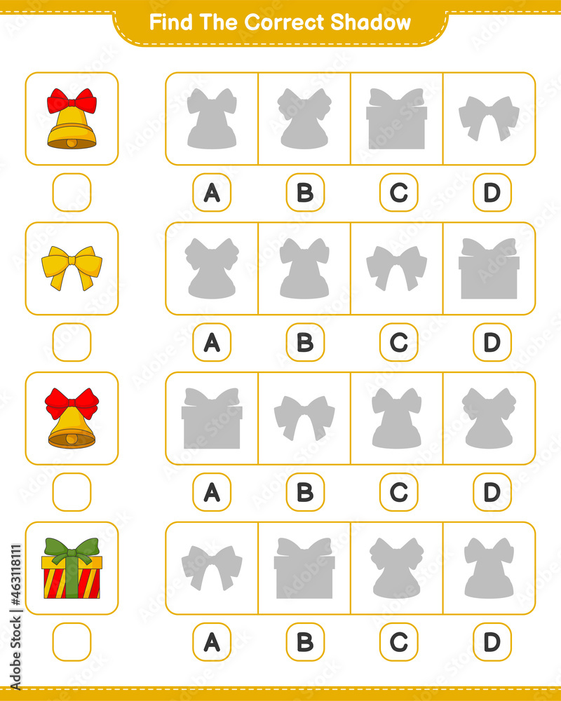 Find the correct shadow. Find and match the correct shadow of Christmas ...