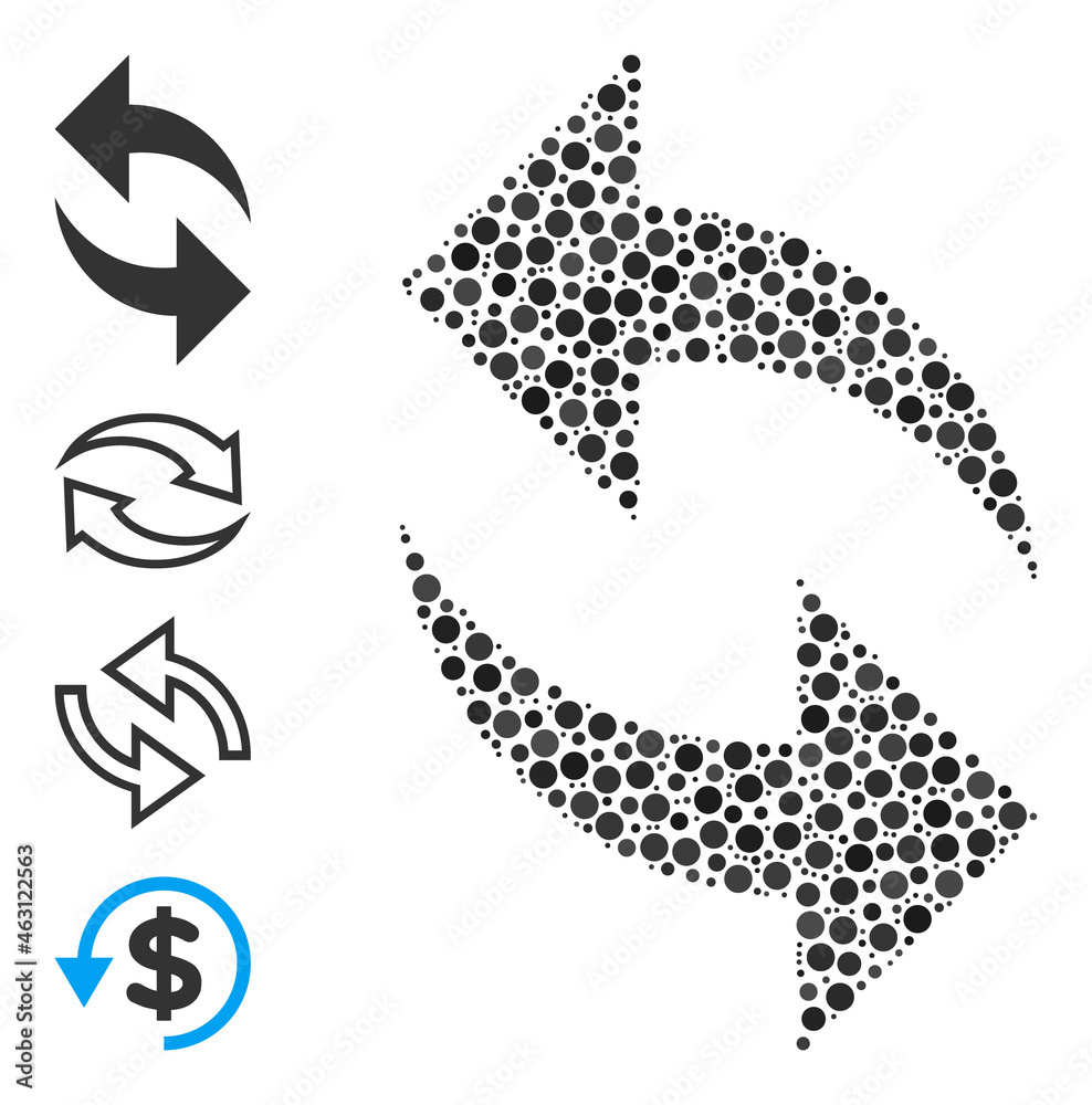 Rounded dot collage refresh. Vector collage is based on refresh icon ...