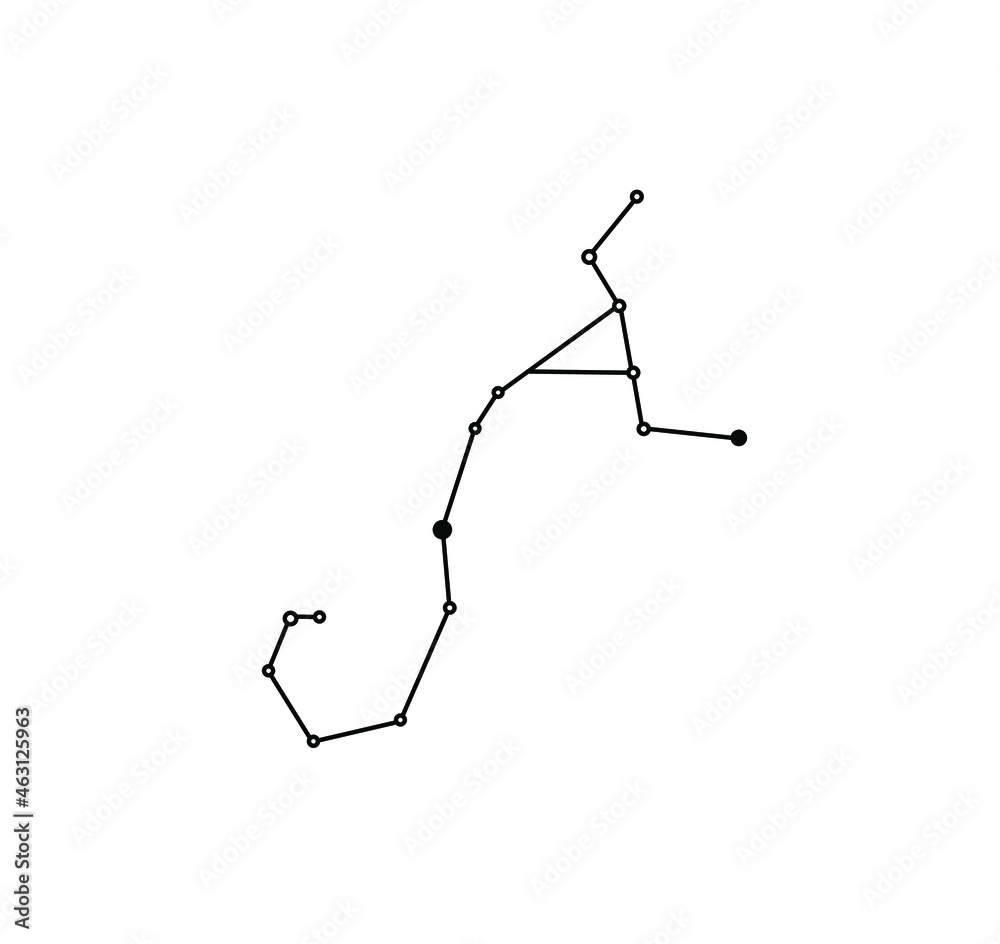 Vector isolated constellation of Scorpio simple line scheme drawing ...
