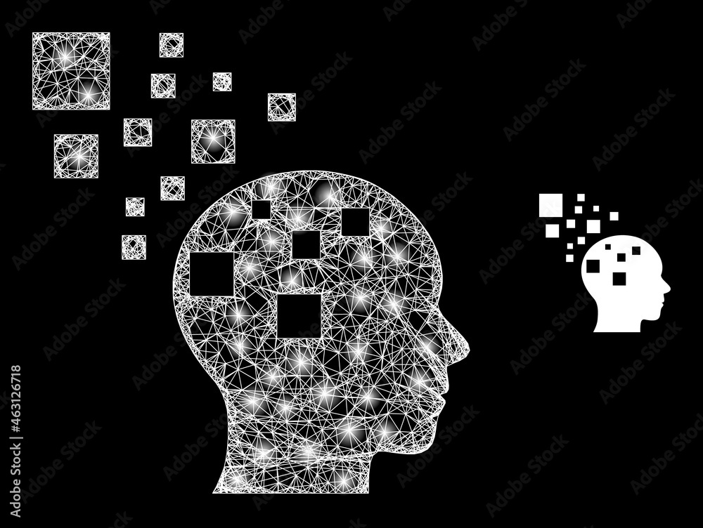 Bright mesh vector memory compilation with glow effect. White mesh ...