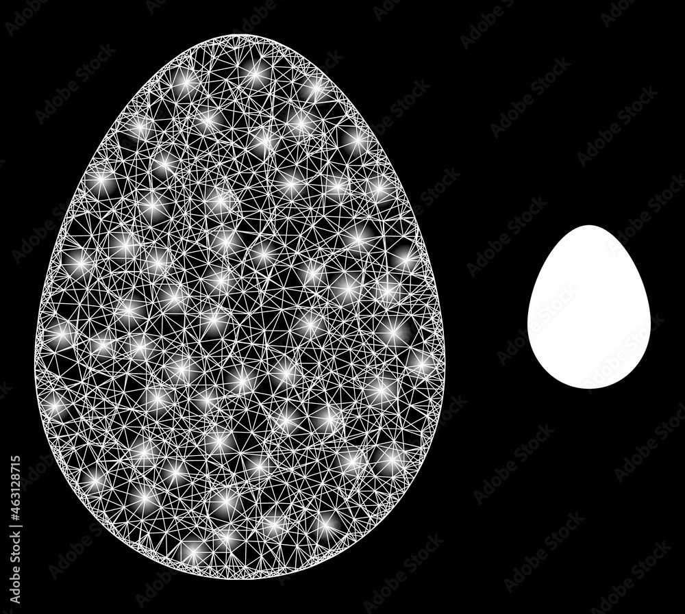 Magic mesh vector egg with glare effect. White mesh, glare spots on a ...