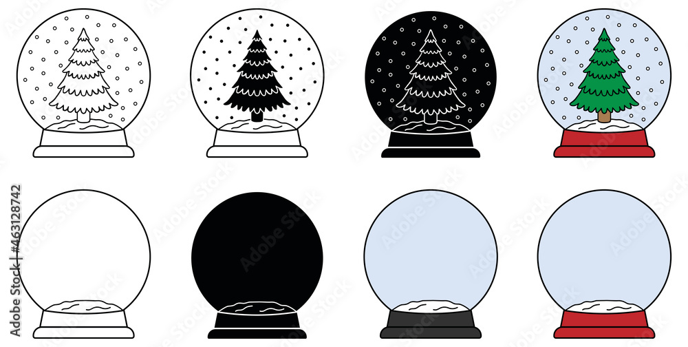 Snow globe with Tree and Blank Template Clipart Set Stock Vector ...