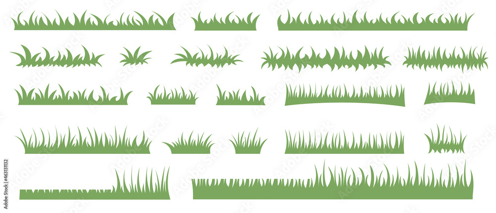 Green grass, vector set for drawing pictures in flat style. Natural ...