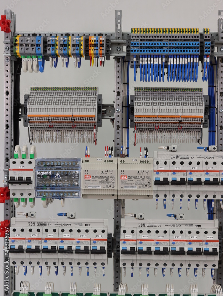 Multi-level pass-through terminals with installation on a din rail in ...