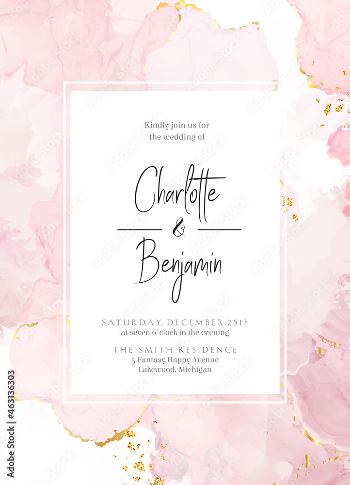 Blush pink watercolor fluid painting vector design card. Stock Vector ...