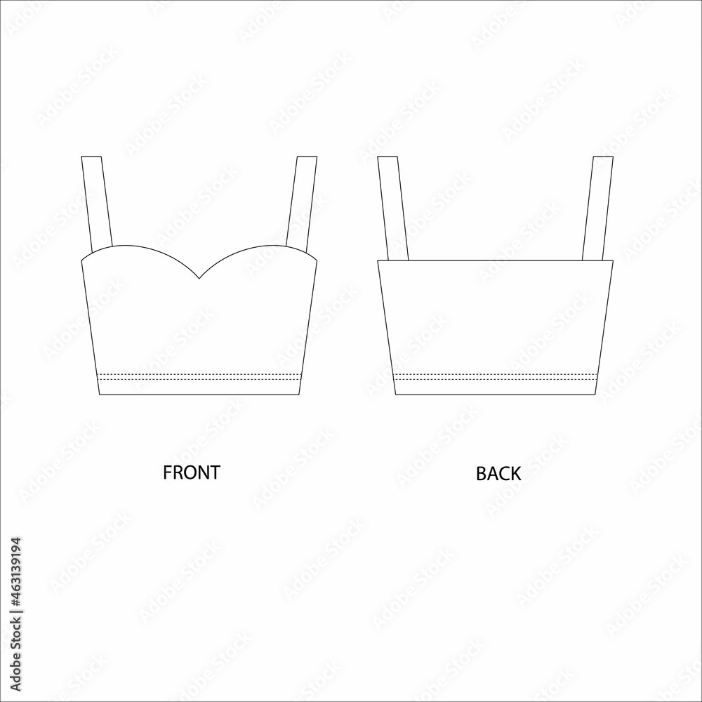 Sweetheart crop top with straps. Cropped top template design. Crop Top ...