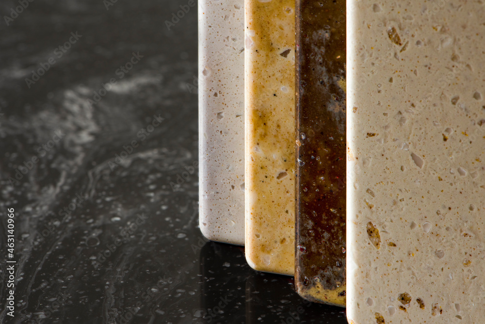 Large selection of stone samples for countertops and floors. Pieces of ...