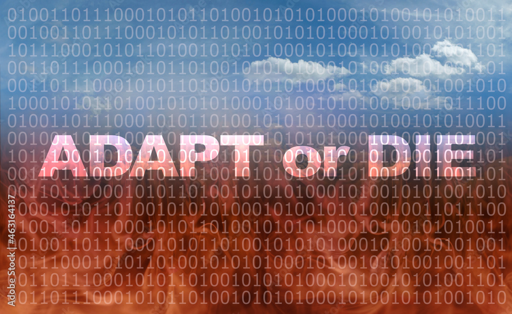 Adapt or Die is a Binary Choice warning message background - concept of ...