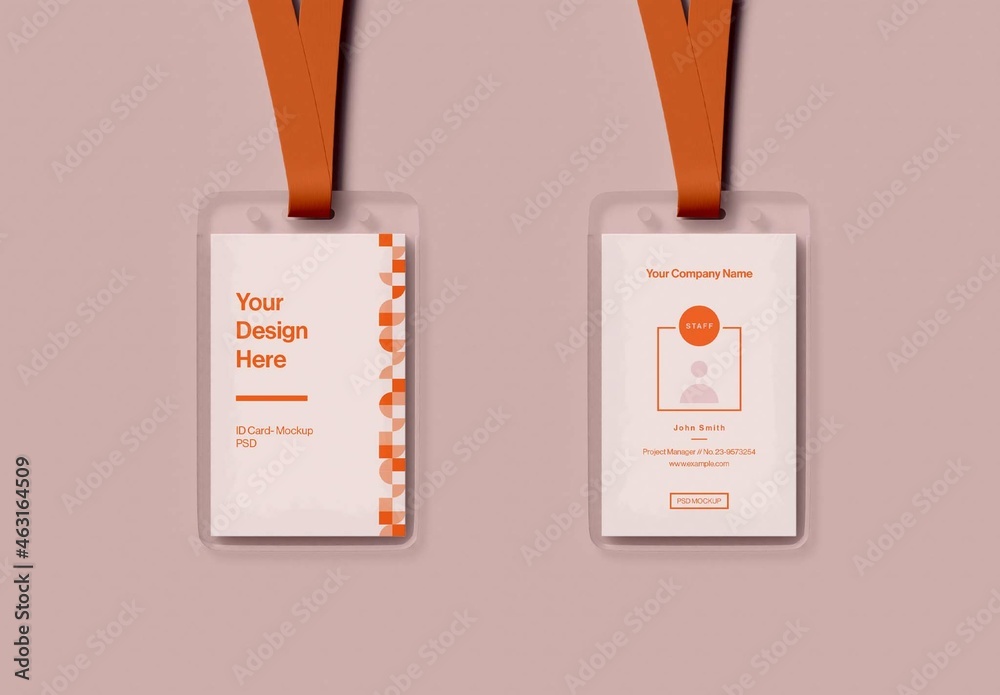 Two Hanging ID Cards Mockup Stock Template | Adobe Stock