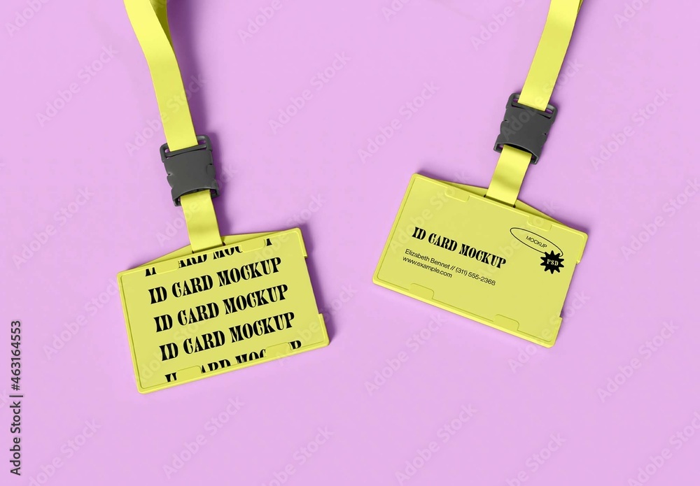 Front and Back View of Two ID Cards Mockup Stock Template | Adobe Stock