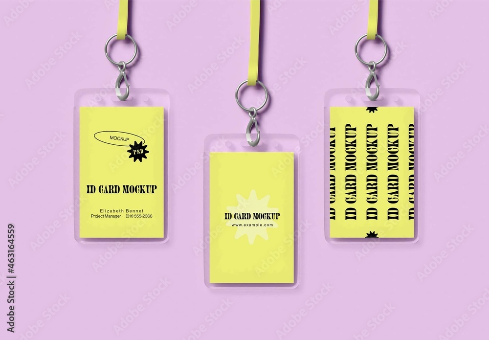 Three Hanging ID Cards Mockup Stock Template | Adobe Stock