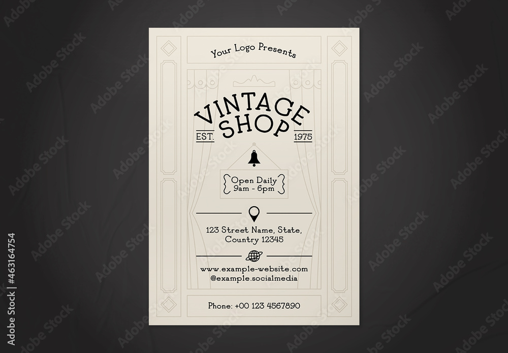 Vintage Shop Flyer Layout Stock Template | Adobe Stock