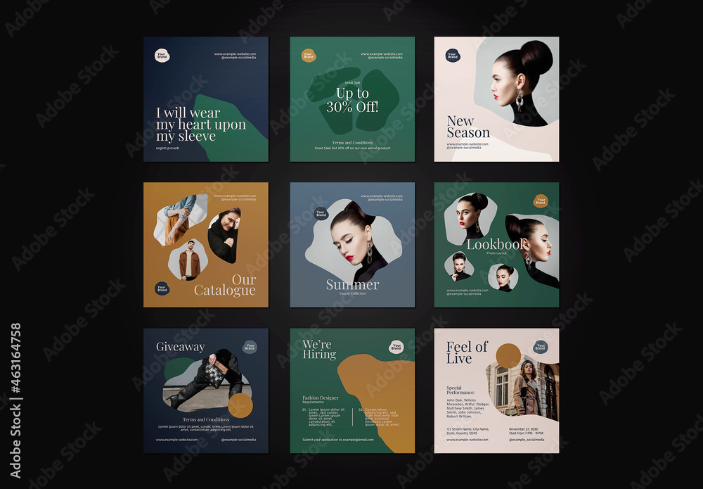 Elegant Fluid Fashion Social Media Post Stock Template | Adobe Stock