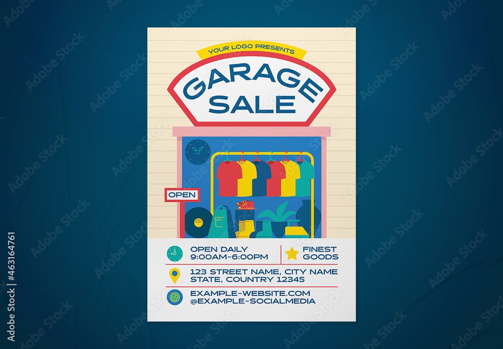Garage Sale Flyer Layout Stock Template | Adobe Stock