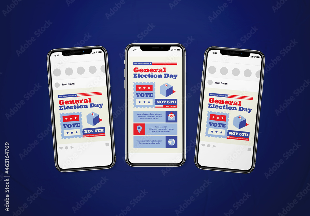 Us General Election Day Social Media Layout Stock Template | Adobe Stock