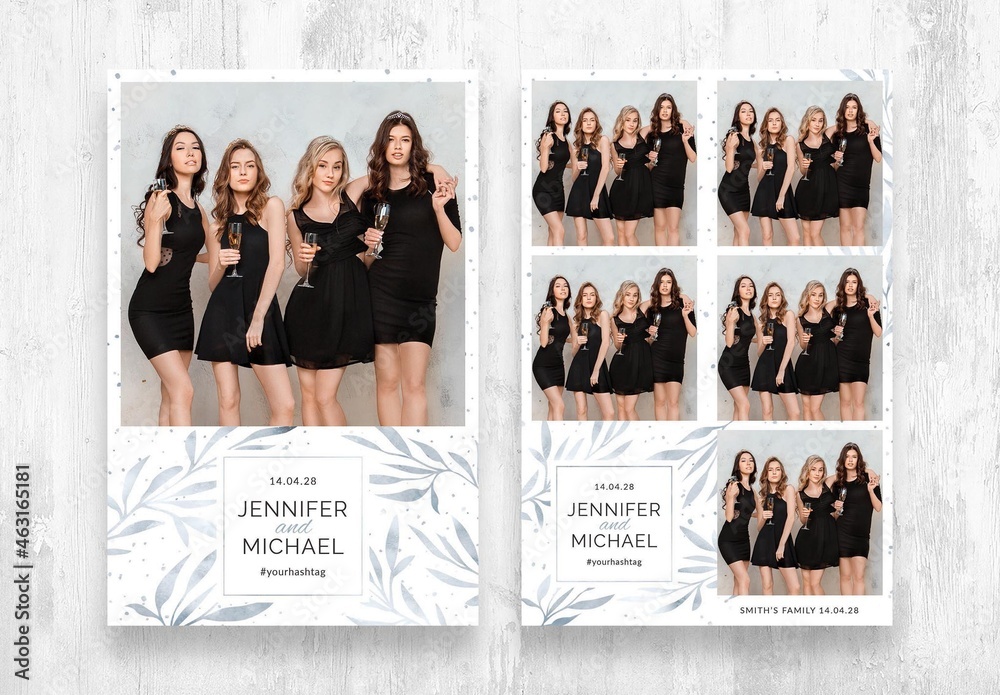 Photo Booth Layout with Rustic Leaf Leaves Stock Template | Adobe Stock